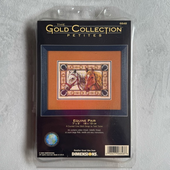 Dimensions | Other | Vintage Dimensions Horses Cross Stitch Gold ...